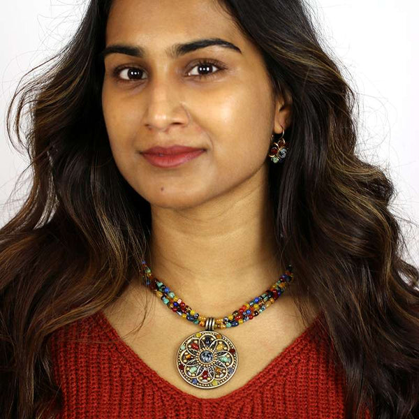 Michal Golan Durango Striking Medallion Gemstone Necklace – Sheva