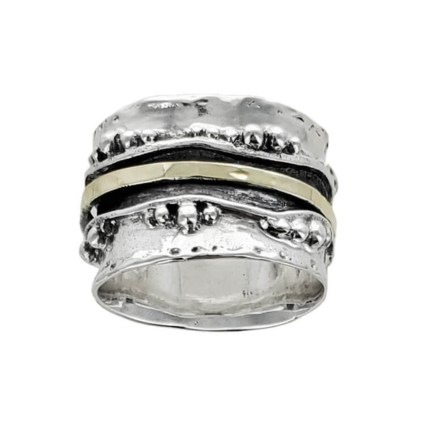 Israeli Pebbles And Gold Spinner Band Ring – Sheva